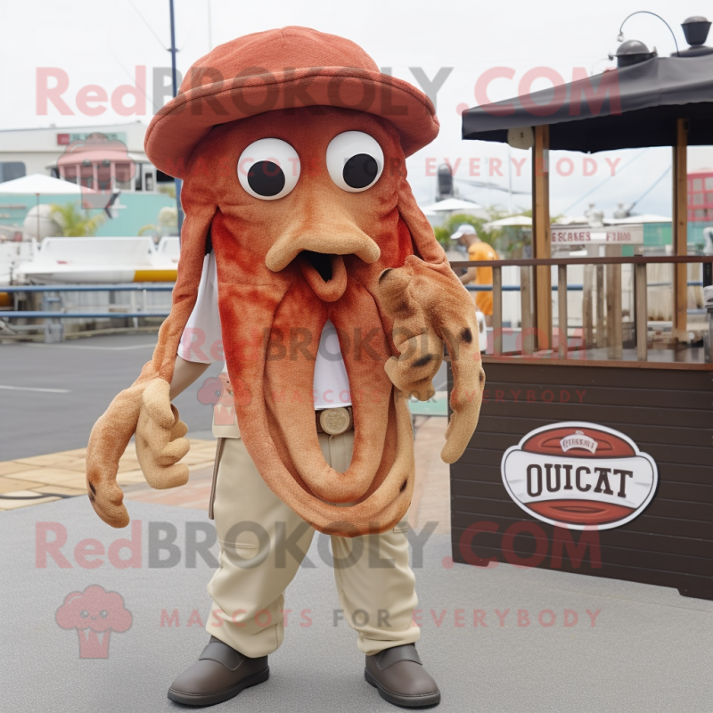 Personnage de costume de mascotte Rust Fried Calamari habillé d'un ...