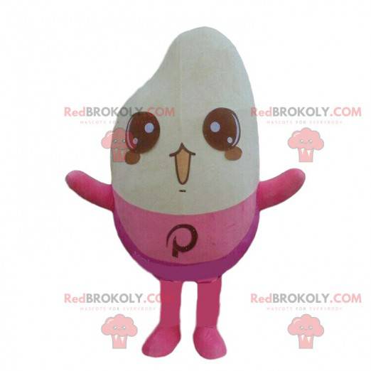 Giant rice grain mascot dressed in pink, rice