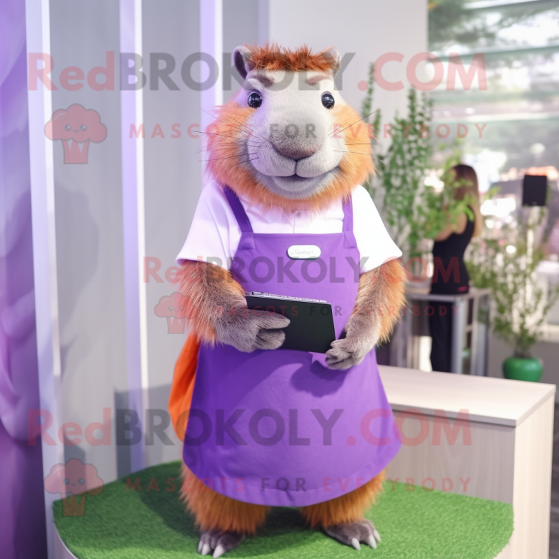 Lavender Capybara mascot costume character dressed with a Pencil Skirt ...