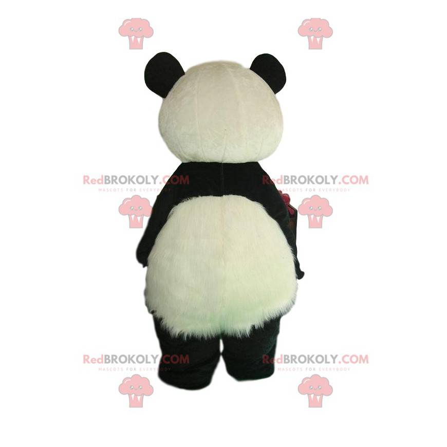 Disfraz de panda blanco y negro con barriga
