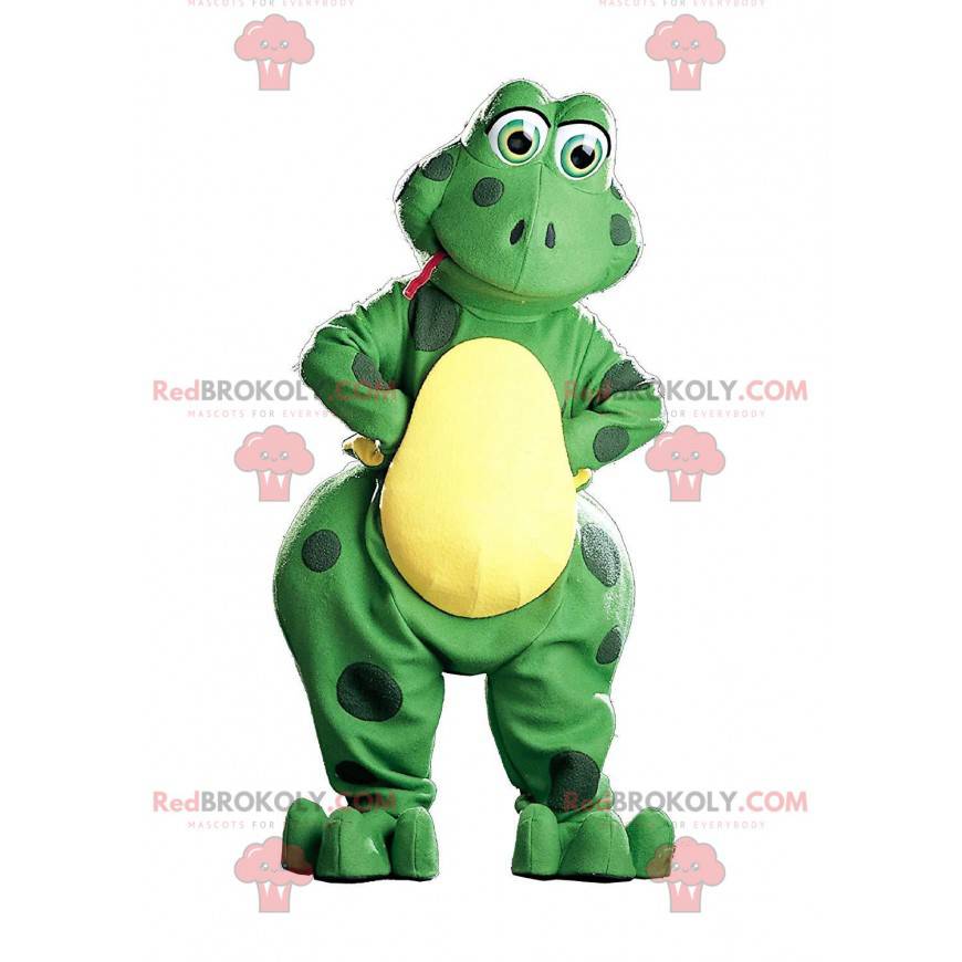 Green and white frog mascot, toad costume - Sizes L (175-180CM)