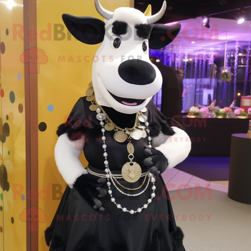 Black Cow mascot costume character dressed with a Skirt and Necklaces ...