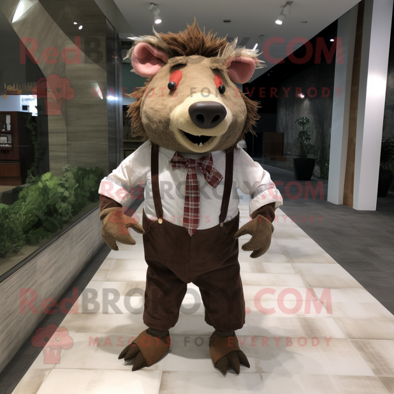 Rust Wild Boar mascot costume character dressed with a Dress Shirt and ...