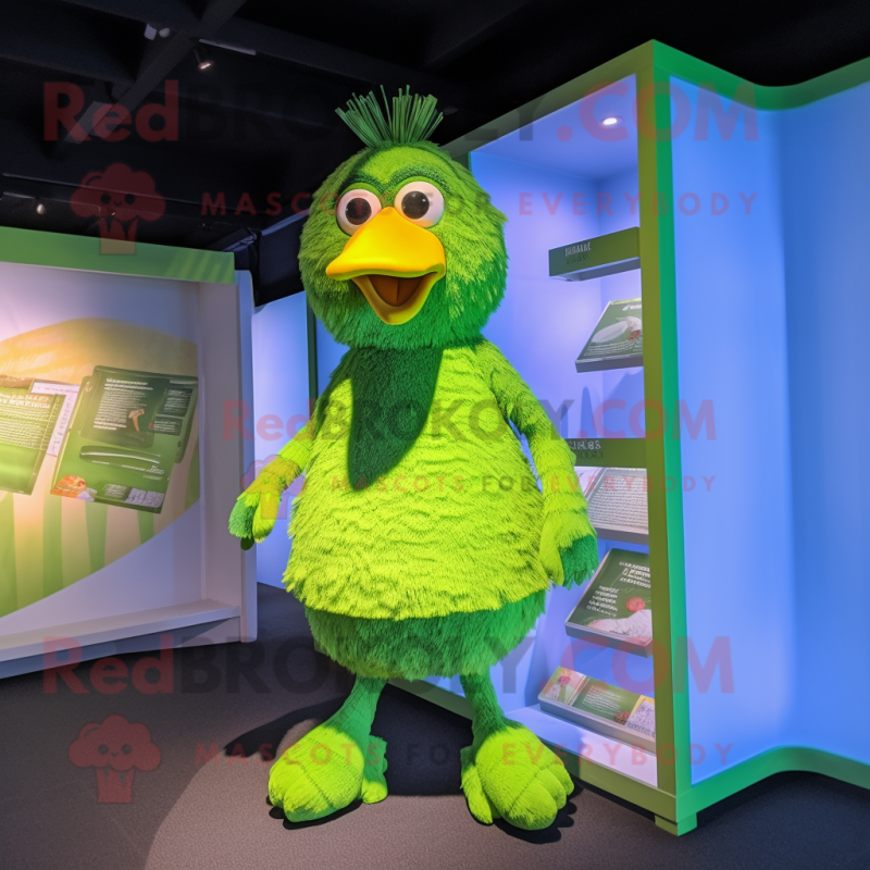 Personaje de disfraz de mascota de pollo verde lima vestido con traje ...