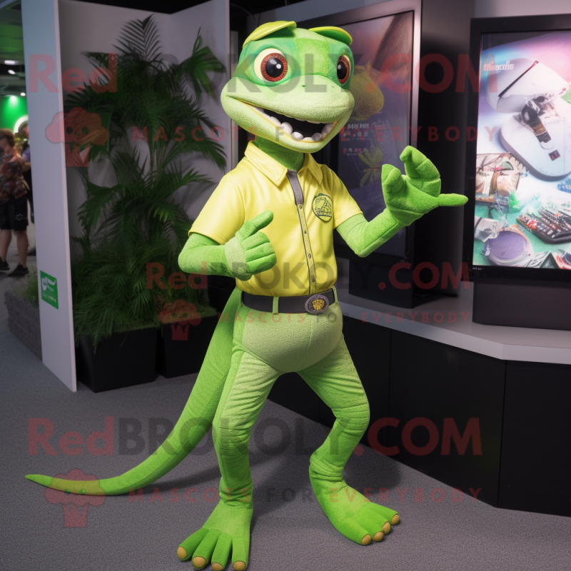 Lime Green Lizard mascot costume character dressed with a Polo Shirt ...