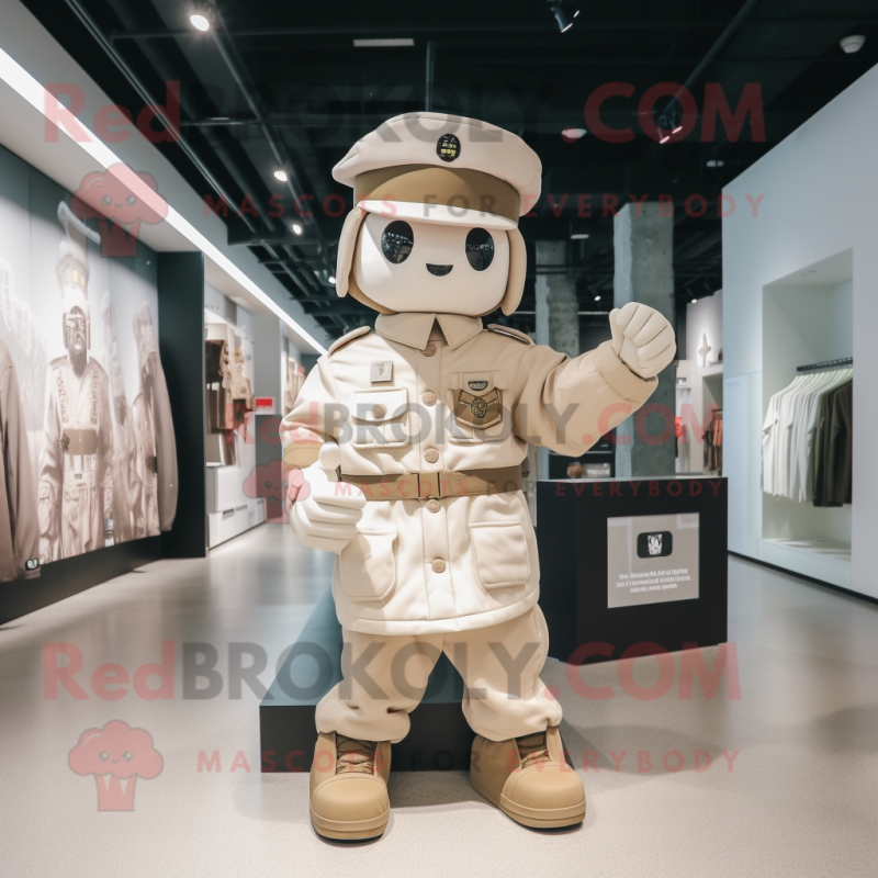 White Army Soldier mascot costume character dressed with a Windbreaker ...