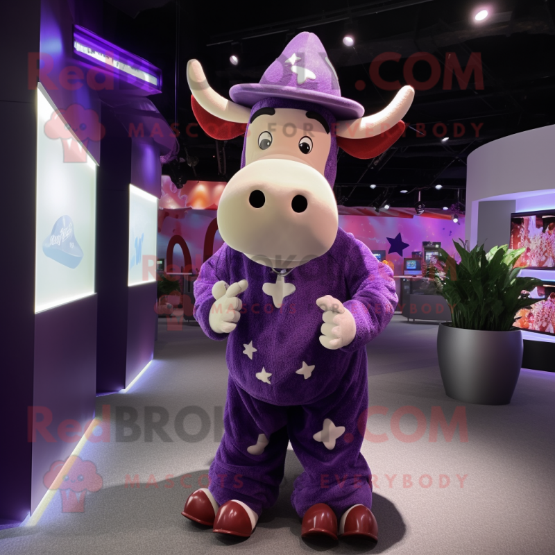 Purple Jersey Cow mascot costume character dressed with a Bodysuit and ...