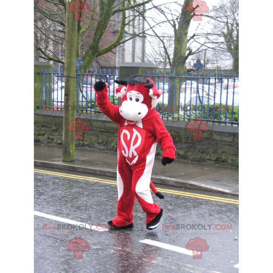 Giant red and white cow mascot - Farm animals