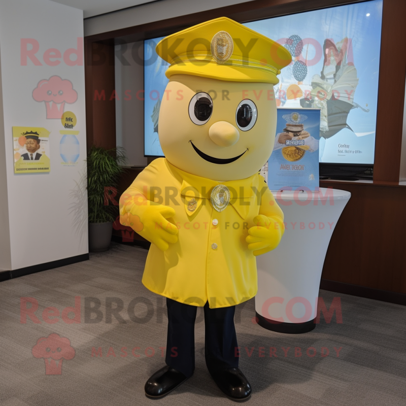 Yellow Police Officer mascot costume character dressed with a Dress ...