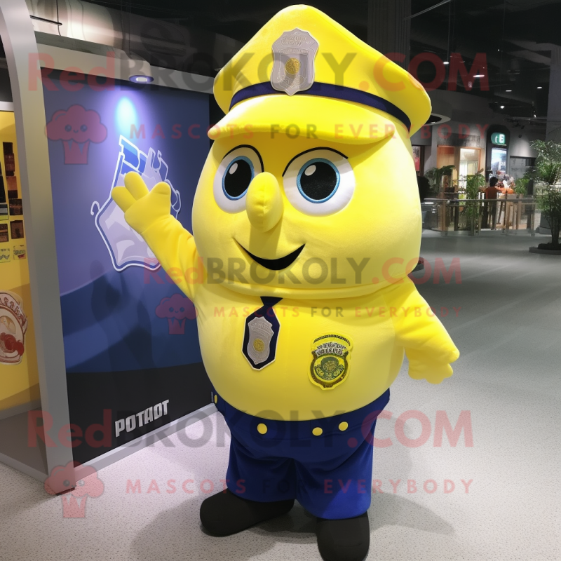 Yellow Police Officer mascot costume character dressed with a Dress ...