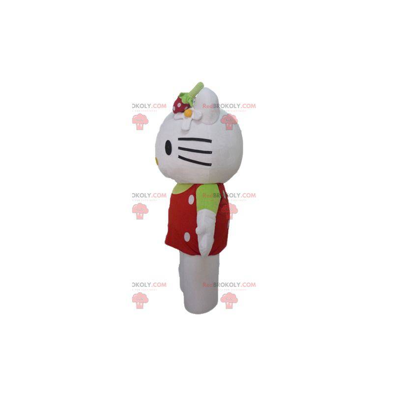 Mascota de Hello Kitty con un top rojo con