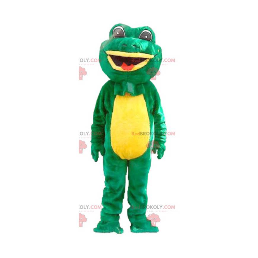 Green and white frog mascot, toad costume - Sizes L (175-180CM)