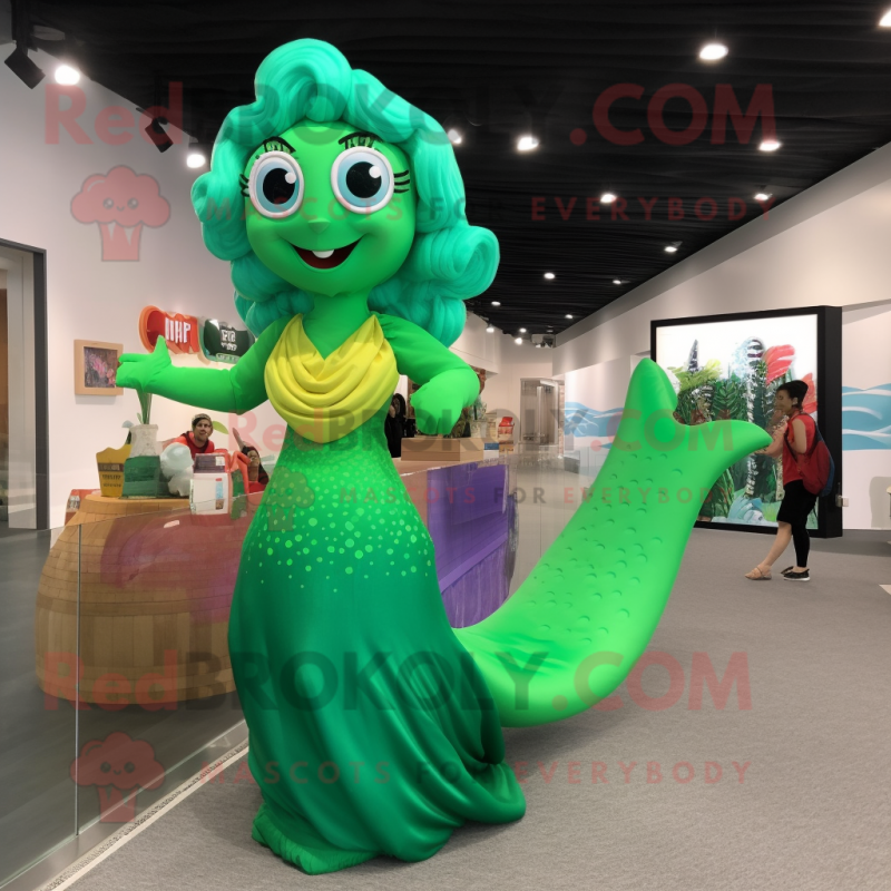 Green mermaid mascot costume character dressed with Empire Waist Dress ...