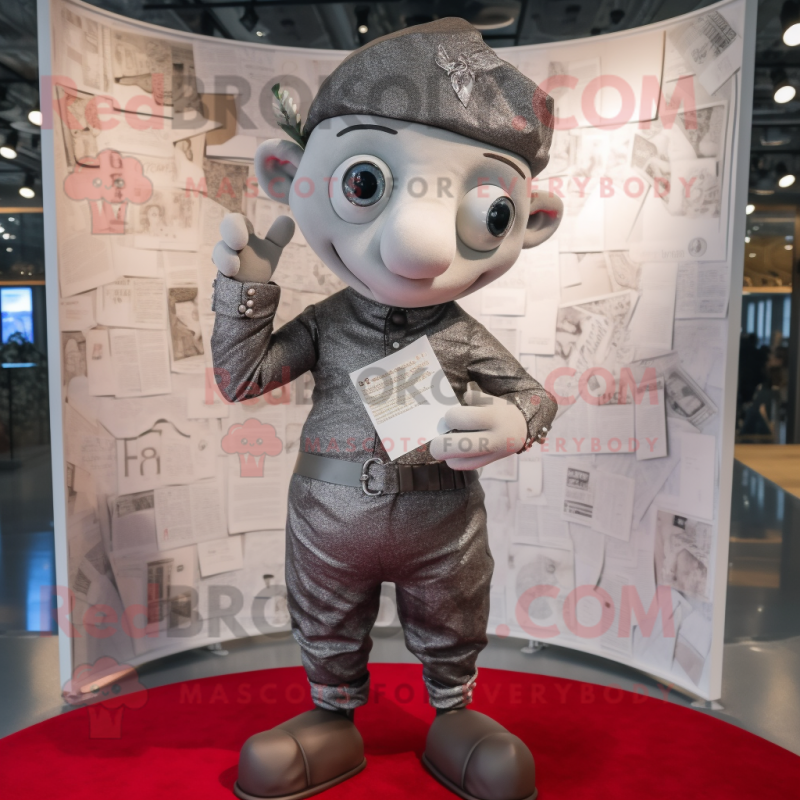 Silver Love Letter mascot costume character dressed with a Leather ...