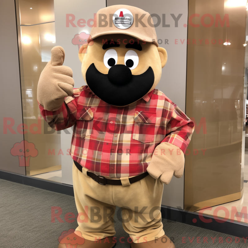Tan American Soldier mascot costume character dressed with a Flannel ...