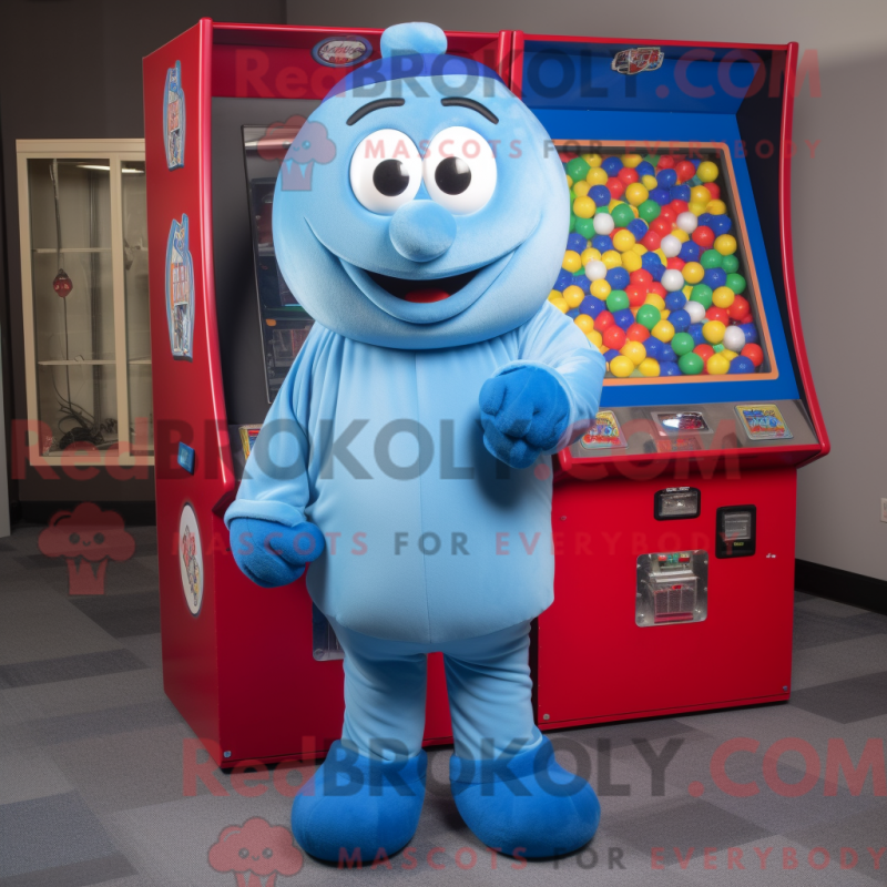 Blue Gumball Machine mascot costume character dressed with a Sweatshirt ...