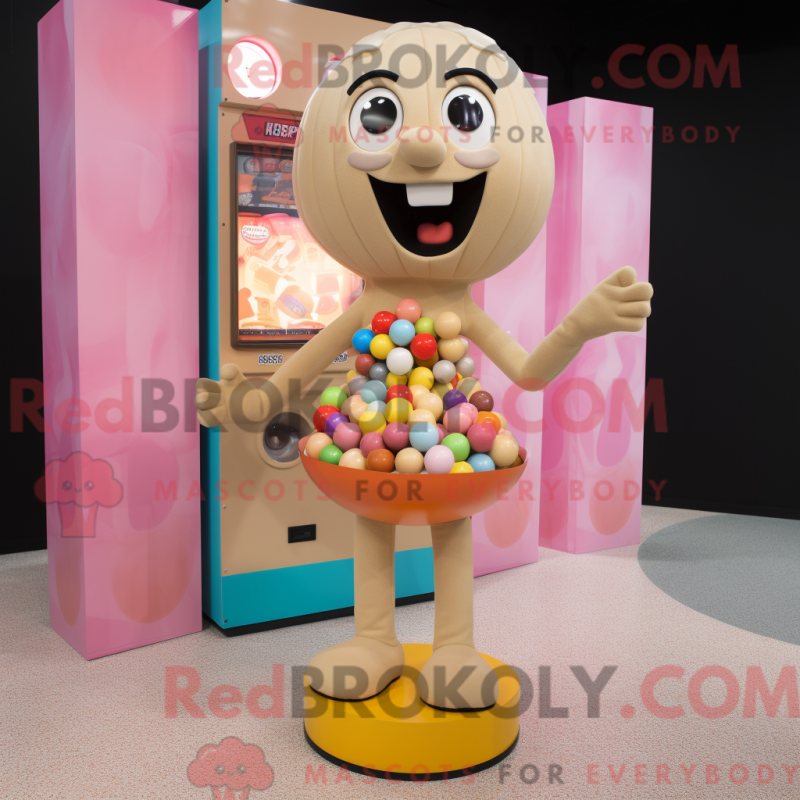 Beige Gumball Machine mascot costume character dressed with a Bikini ...
