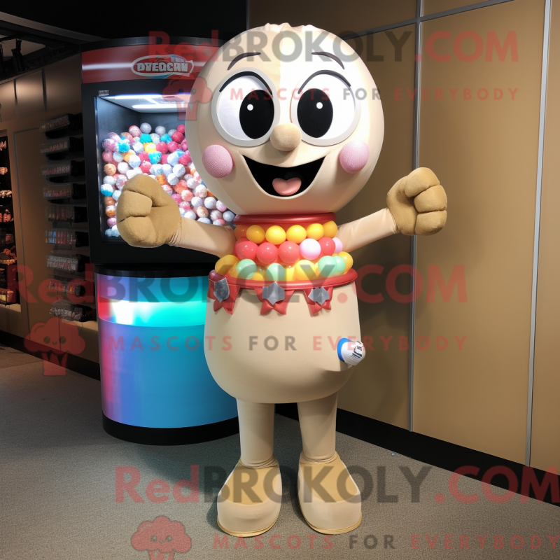 Beige Gumball Machine mascot costume character dressed with a Bikini ...