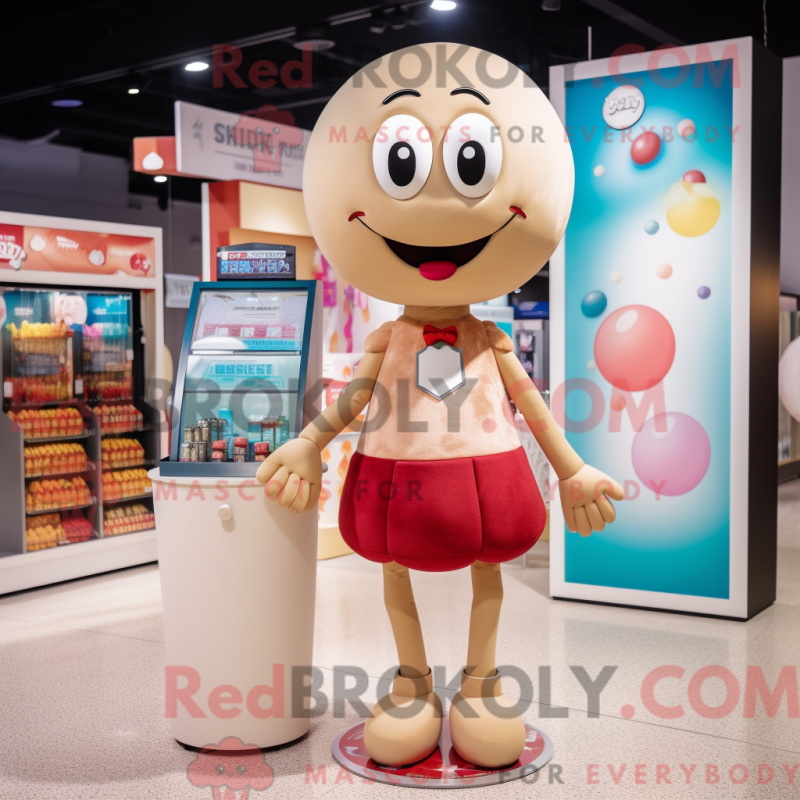 Beige Gumball Machine mascot costume character dressed with a Bikini ...