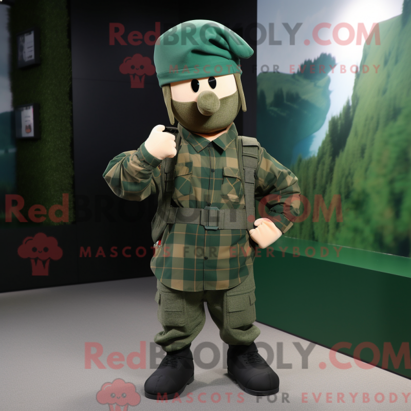 Green Army Soldier mascot costume character dressed with a Flannel ...