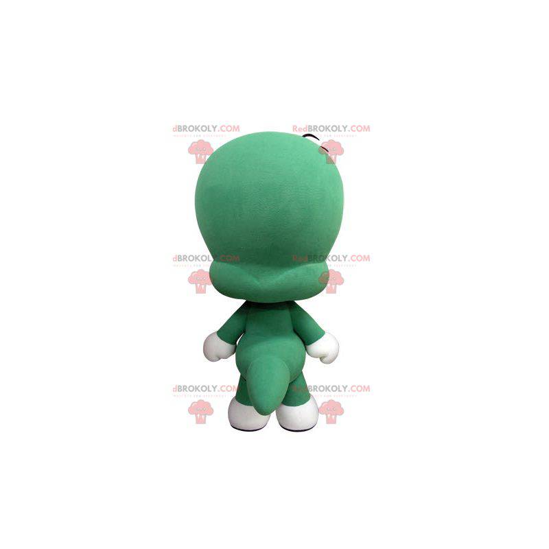 Mascotte de petit bonhomme vert et blanc mignon