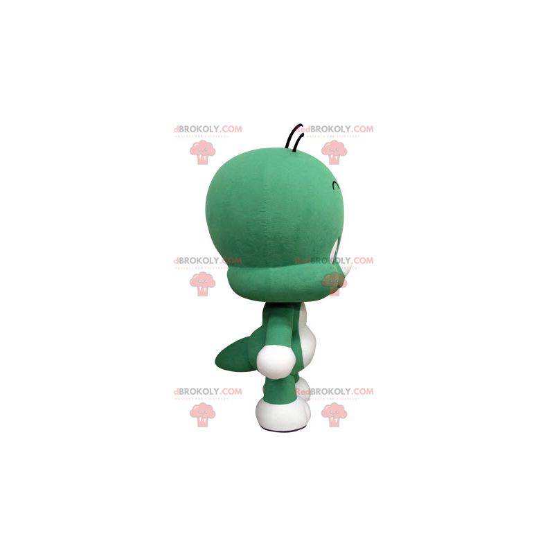 Mascotte de petit bonhomme vert et blanc mignon