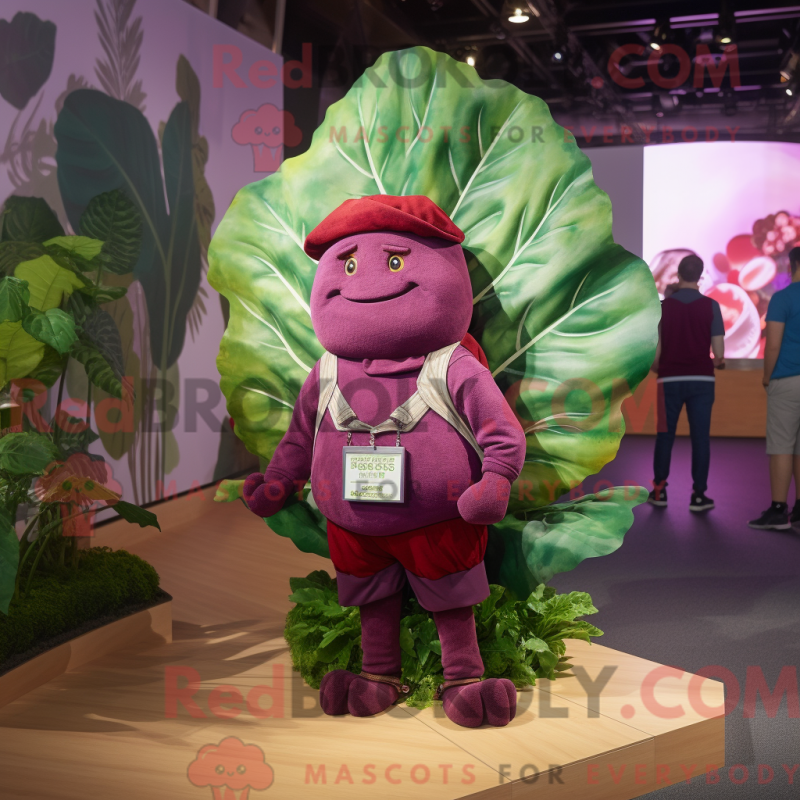 Maroon Cabbage Leaf mascot costume character dressed with a Boyfriend ...