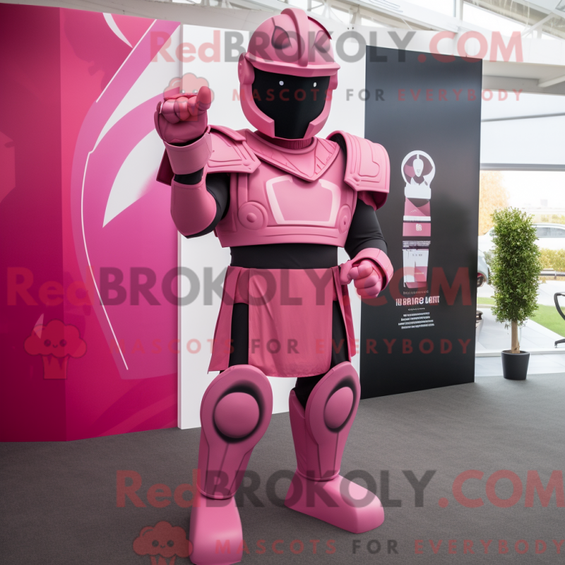 Pink Spartan Soldier mascot costume character dressed with a Suit Pants ...