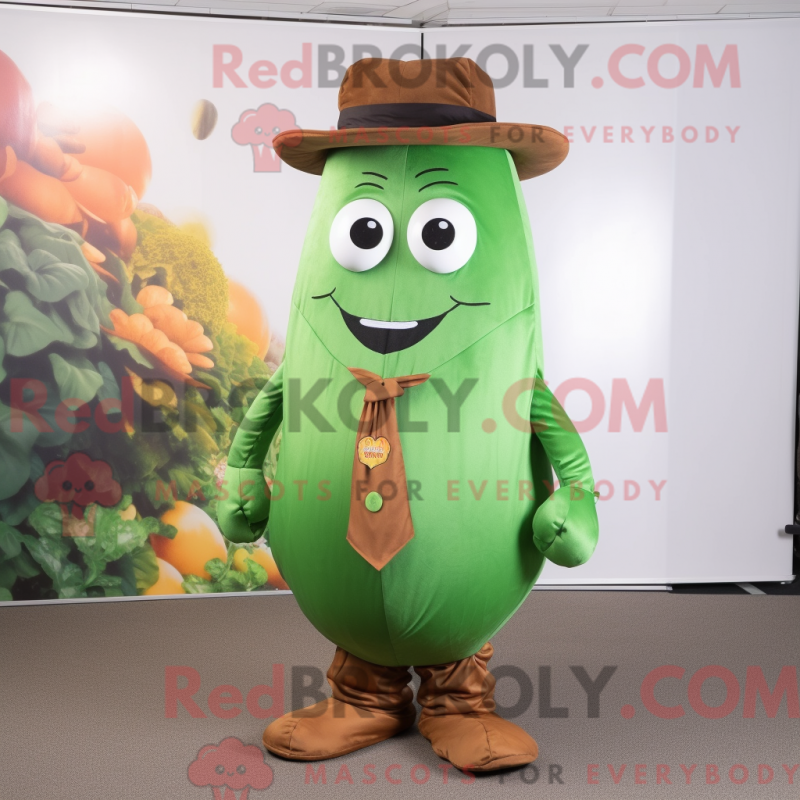 Rust Green Bean mascot costume character dressed with a Dress Shirt and ...