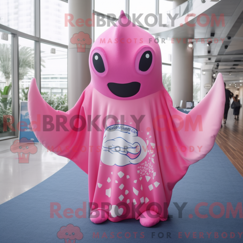 Pink Manta Ray mascot costume character dressed with a Rash Guard and ...