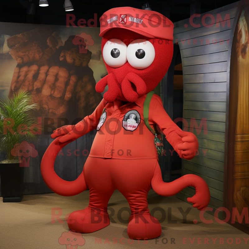 Red Medusa mascot costume character dressed with a Cargo Pants and ...