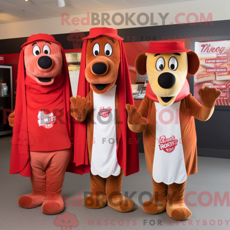 Red Hot Dogs mascot costume character dressed with a Dress Shirt and ...