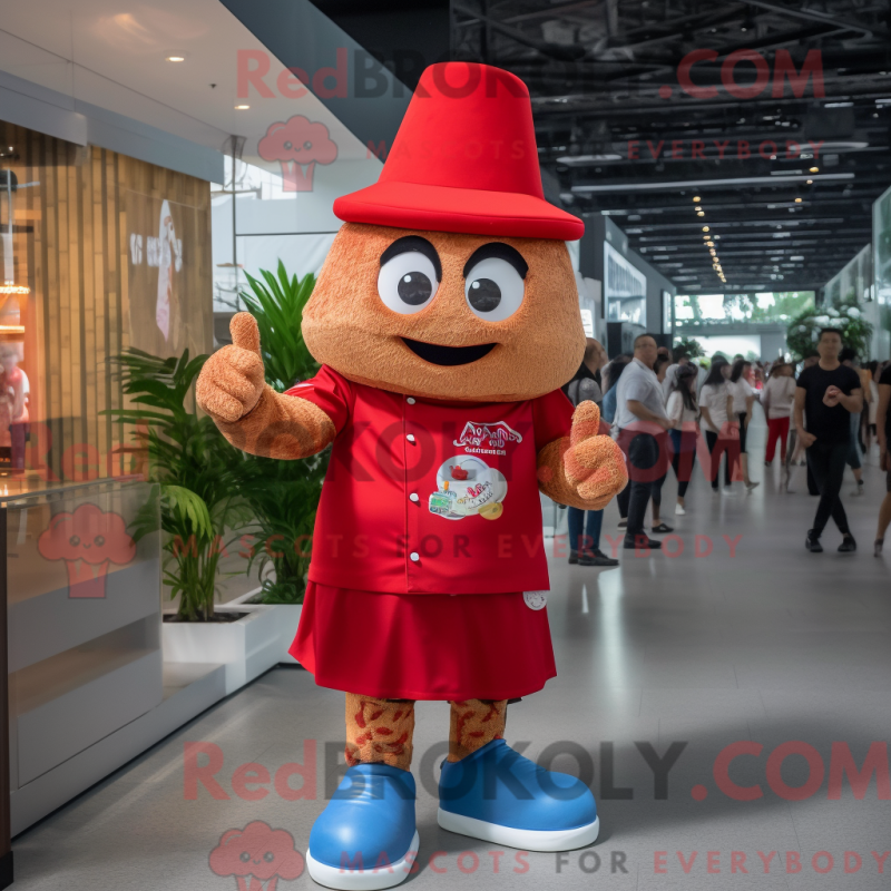 Red Pad Thai mascot costume character dressed with a Shorts and Caps ...