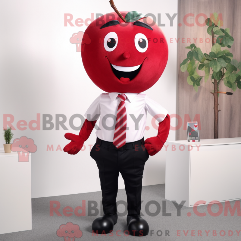 Red Cherry mascot costume character dressed with a Oxford Shirt and Tie ...