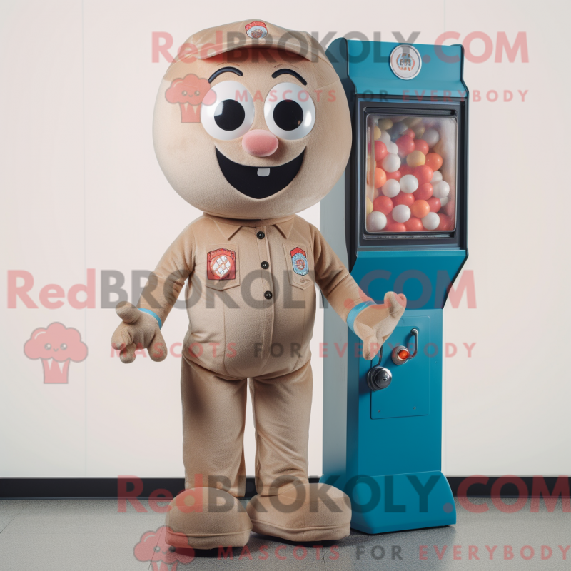 Tan Gumball Machine mascot costume character dressed with a Flare Jeans ...