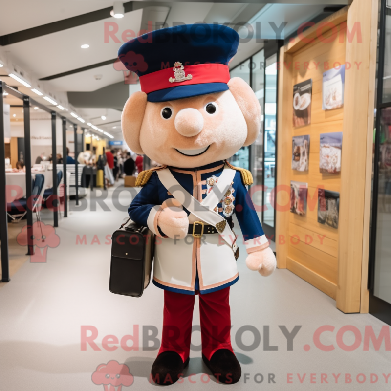 Cream British Royal Guard mascot costume character dressed with a ...