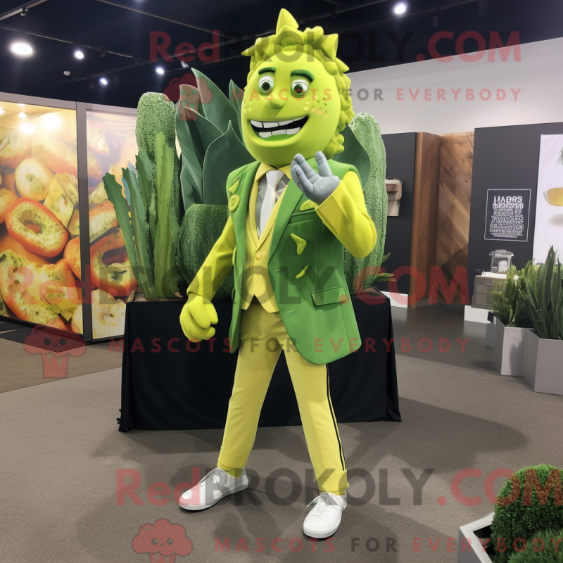 Lime Green Caesar Salad mascot costume character dressed with a Blazer ...