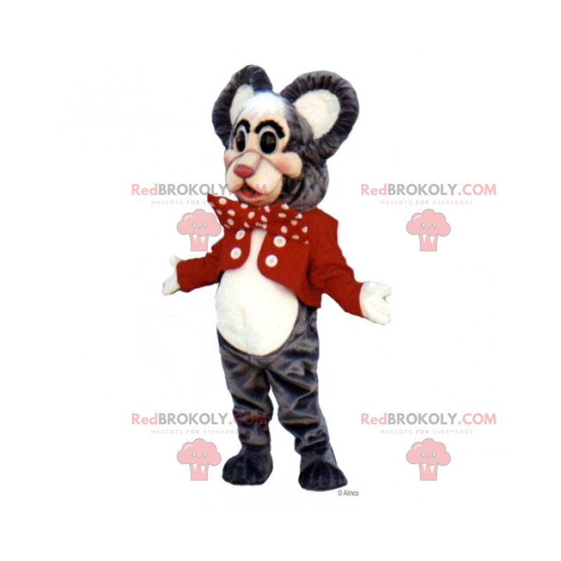 Gray and pink mouse mascot - Pets animals - Sizes L (175-180CM)
