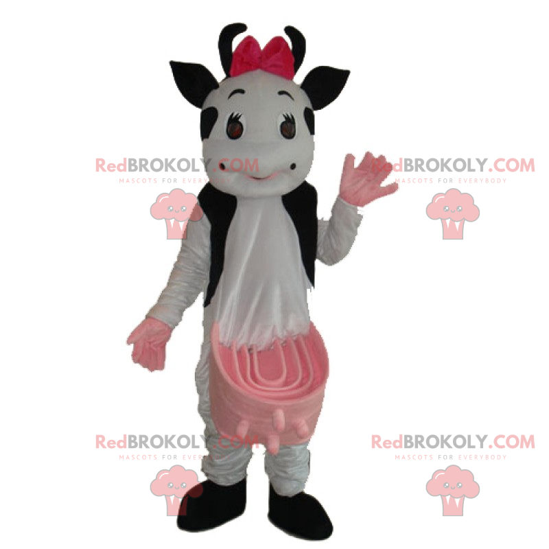 Mascota de vaca con lazo rosa - Animales de