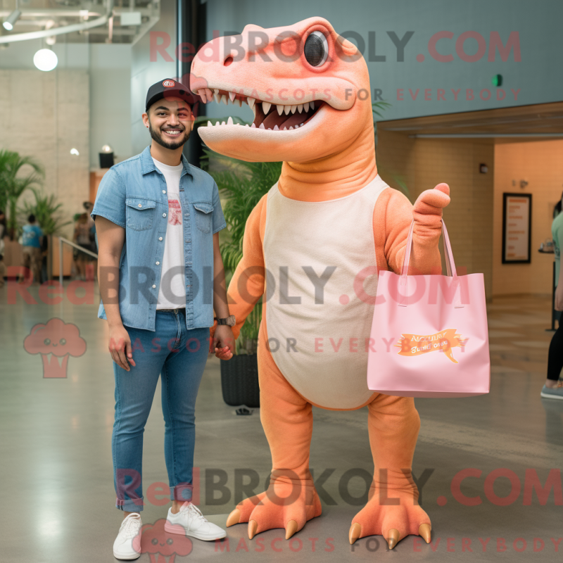 Peach Allosaurus mascot costume character dressed with a Boyfriend ...