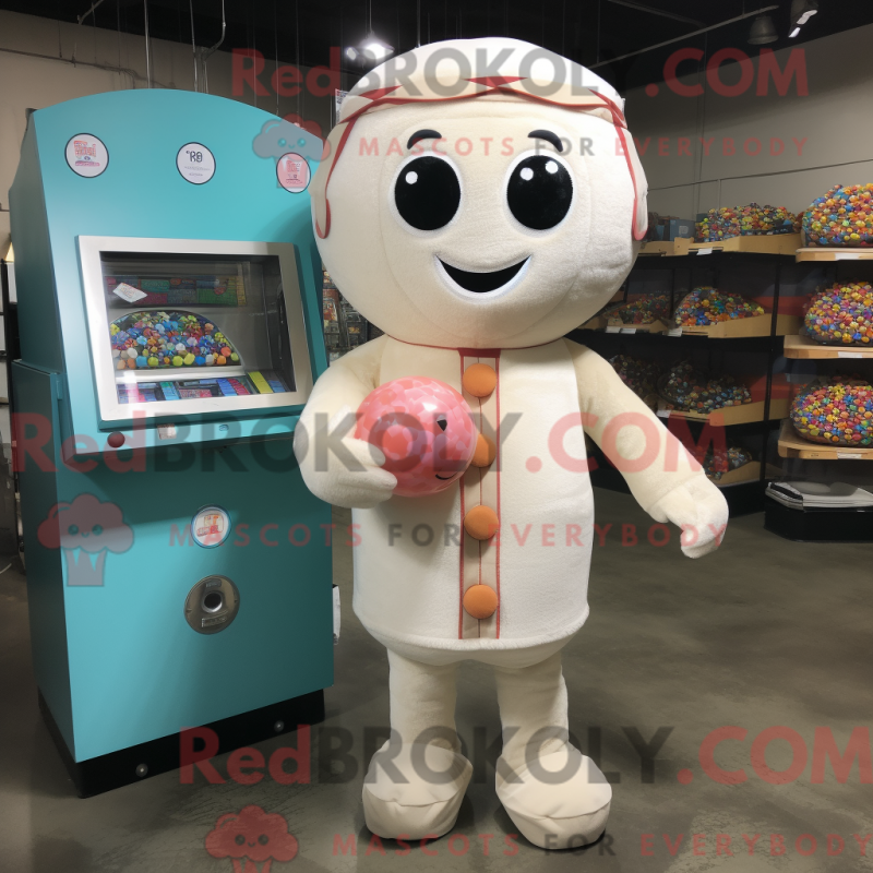 Cream Gumball Machine mascot costume character dressed with a Sweater ...