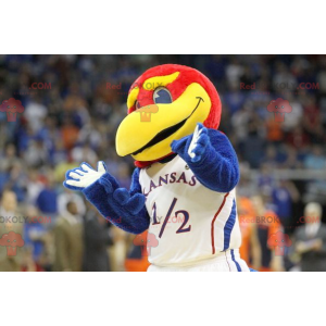 Mascot big blue red and yellow bird - Forest Sizes L (175-180CM)