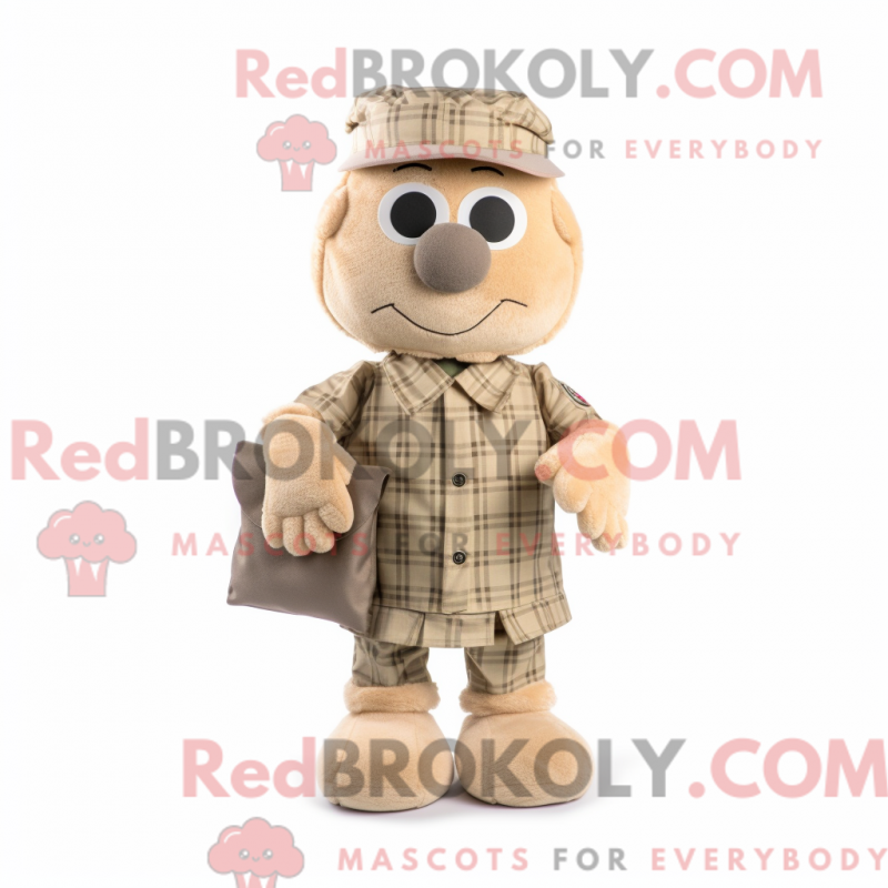 Tan American Soldier mascot costume character dressed with a Flannel ...