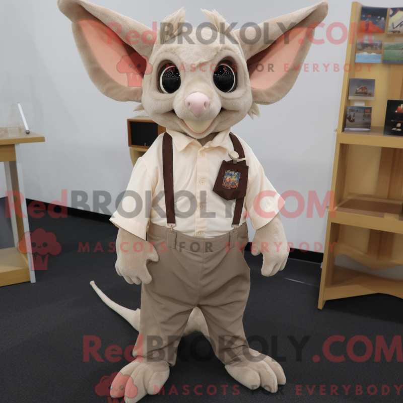 Beige Bat mascot costume character dressed with a Dress Shirt and ...
