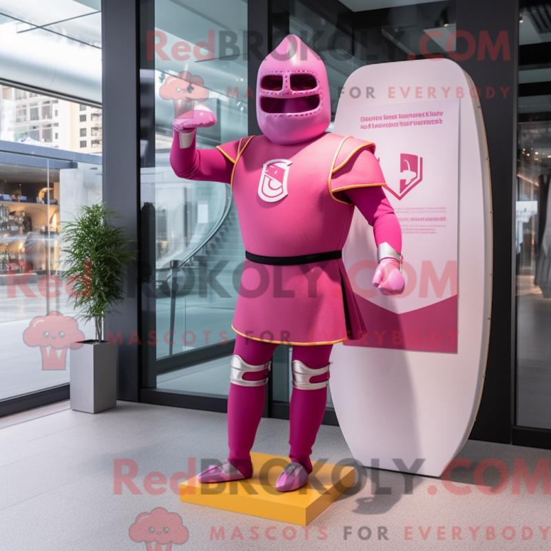 Pink Swiss Guard mascot costume character dressed with a One-Piece ...
