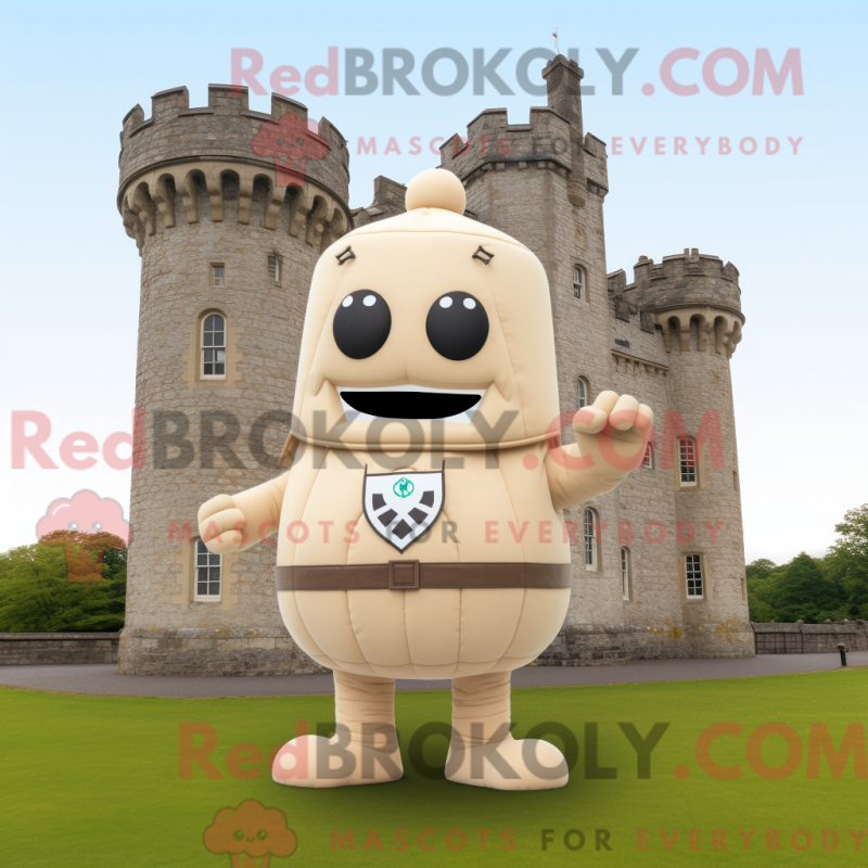 Beige Irish Castle mascot costume character dressed with a Bodysuit and ...