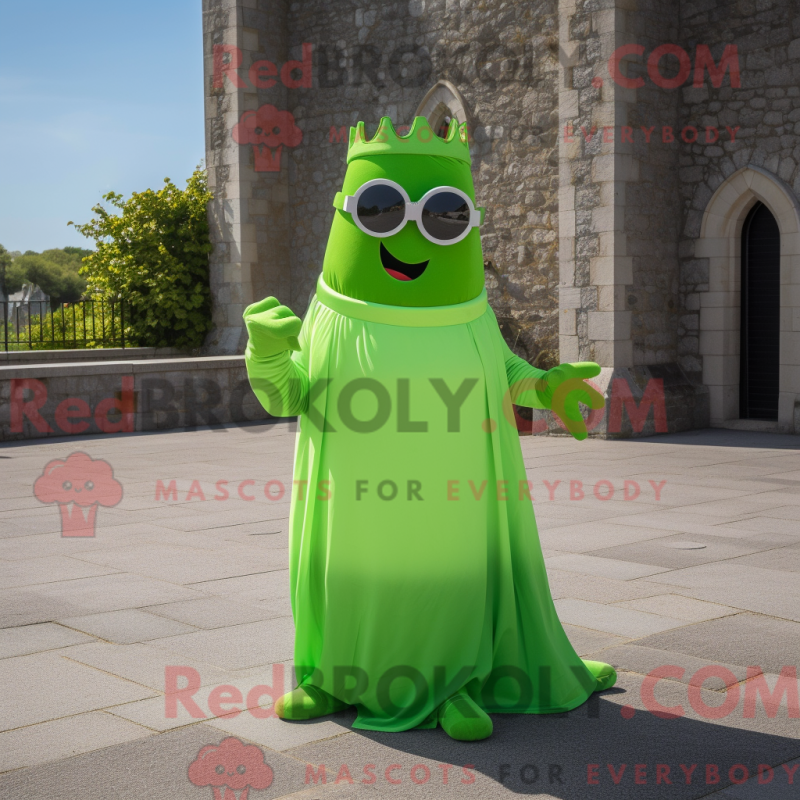 Lime Green Irish Castle mascot costume character dressed with a Maxi ...