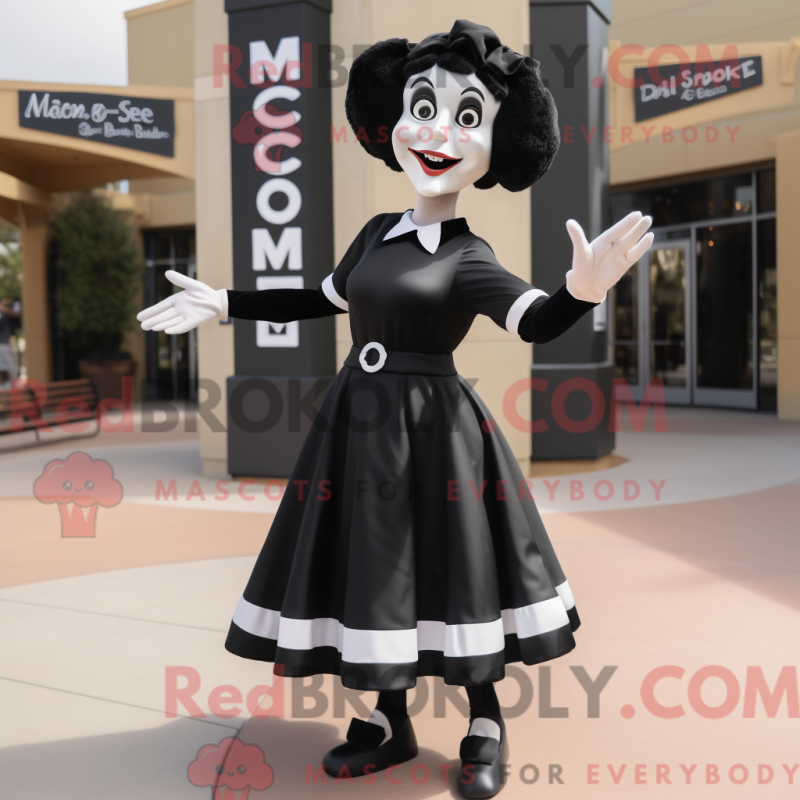 Black Mime mascot costume character dressed with a Mini Dress and ...