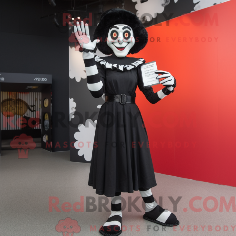 Black Mime mascot costume character dressed with a Mini Dress and ...