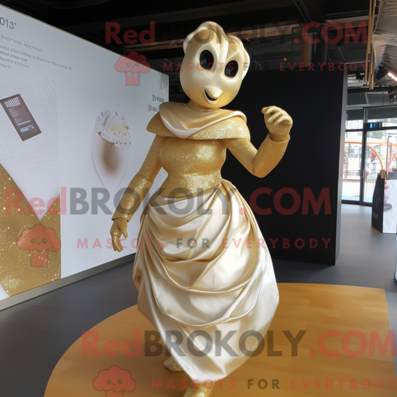 Gold Contortionist mascot costume character dressed with a Wedding ...